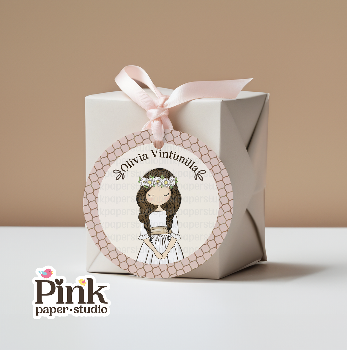 First Communion Tag • First Communion Tags for Girls – PinkPaperStudio